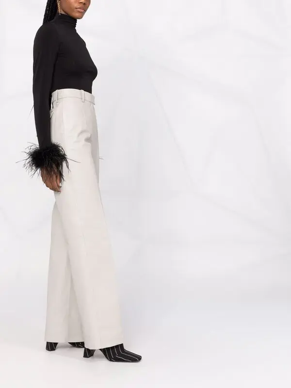 ATU BODY COUTURE Feather-cuff High-neck Top - Black