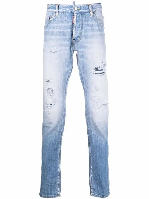 Dsquared2 Distressed Straight-leg Jeans - Blue