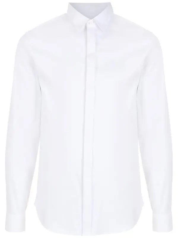 Armani Exchange Slim-cut Tailored Long-sleeve Shirt - White