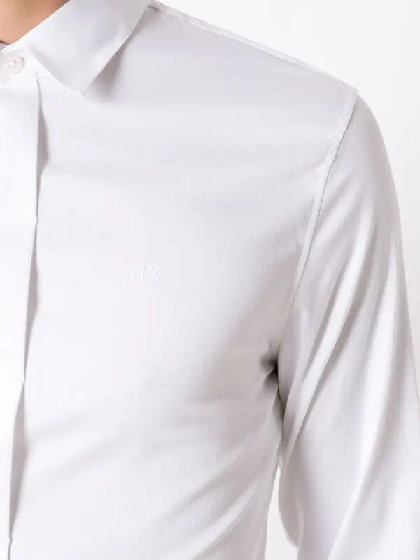 Armani Exchange Slim-cut Tailored Long-sleeve Shirt - White
