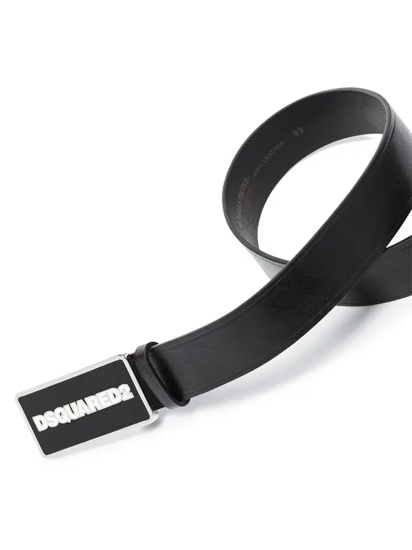 Dsquared2 Logo Plaque Leather Belt