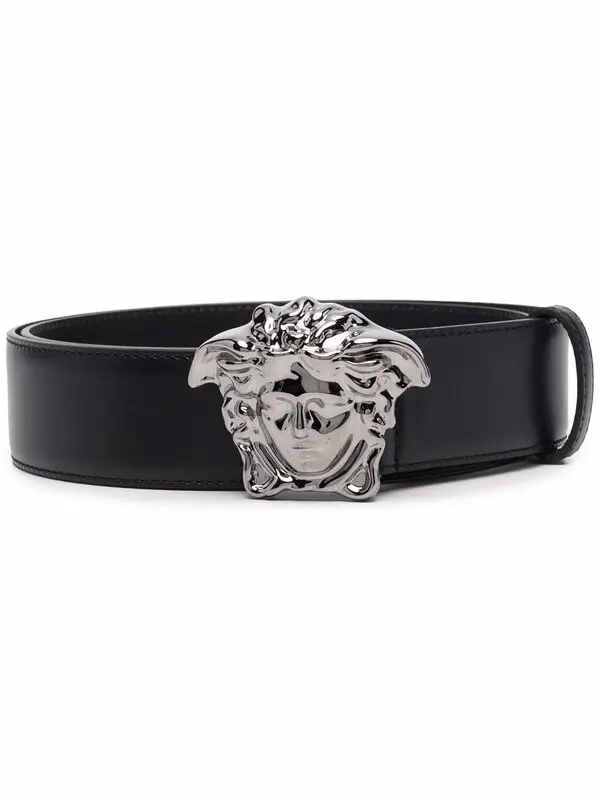 Versace La Medusa Leather Belt - Black