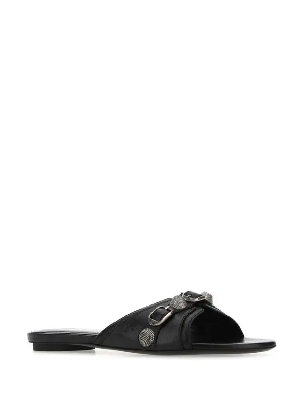 Balenciaga Cagole Flat Sandals - Black