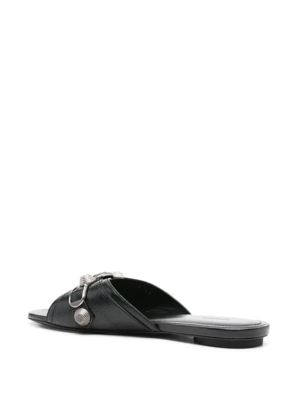 Balenciaga Cagole Flat Sandals - Black