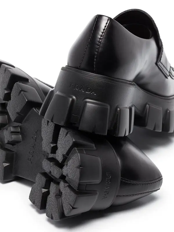 Prada Monolith Leather Loafers - Black