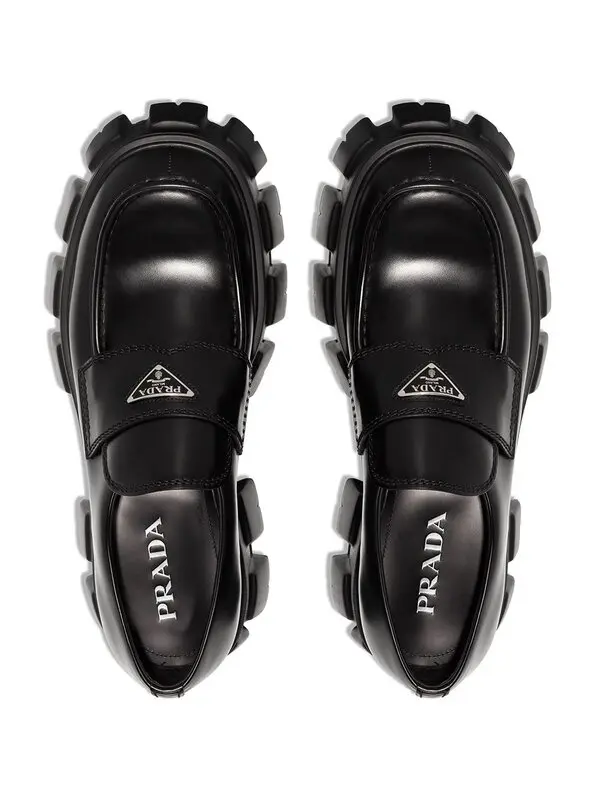 Prada Monolith Leather Loafers - Black