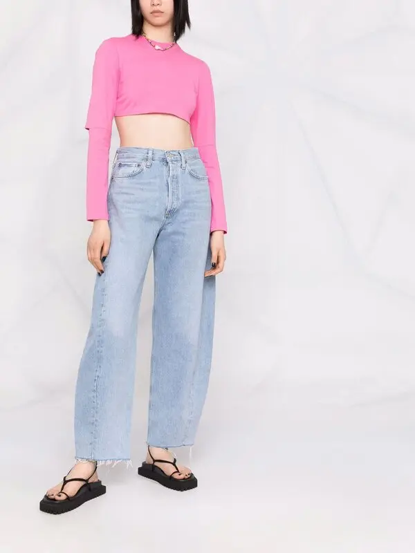 AGOLDE Luna Pierced Wide Leg Jeans - Blue