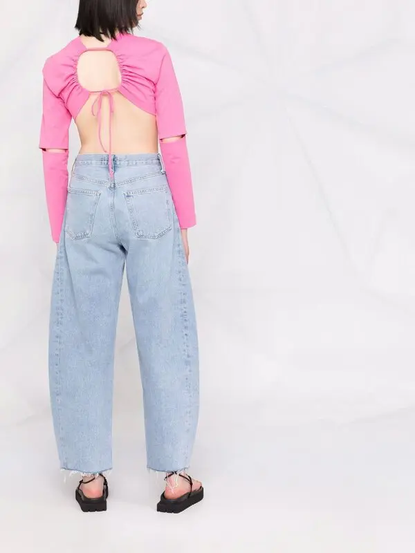 AGOLDE Luna Pierced Wide Leg Jeans - Blue