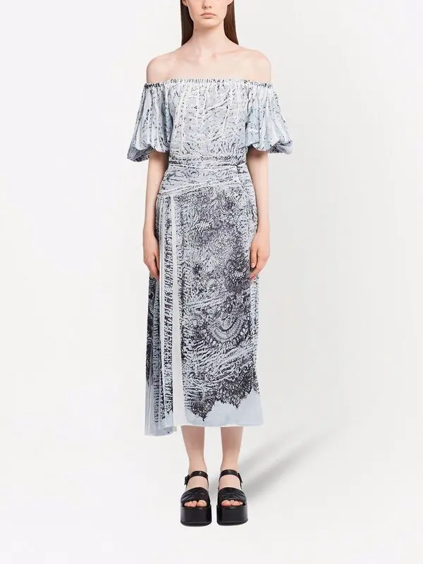 Prada Coral-print Silk Midi Dress