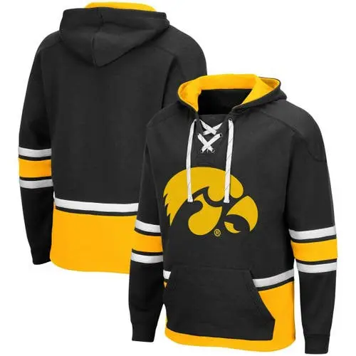 COLOSSEUM Iowa Hawkeyes Lace Up Pullover Hoodie - Black
