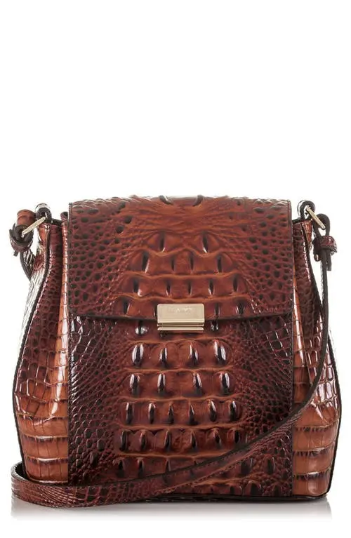 Brahmin Margo Croc Embossed Leather Crossbody Bag - Pecan