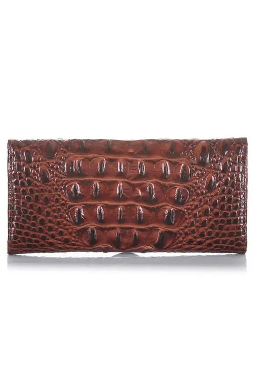 Brahmin Veronica Melbourne Croc Embossed Leather Wallet - Pecan