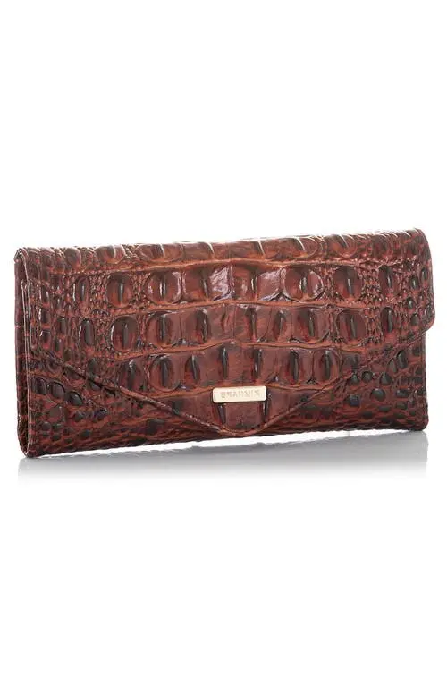 Brahmin Veronica Melbourne Croc Embossed Leather Wallet - Pecan