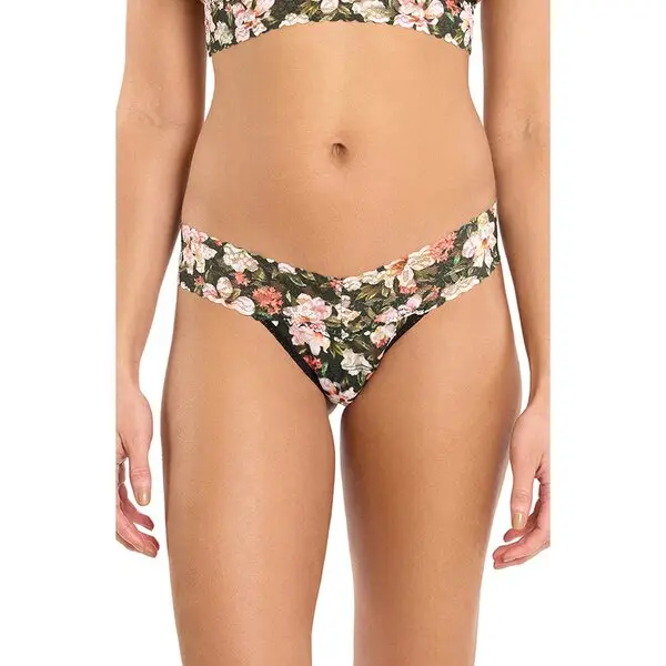 Hanky Panky Print Low Rise Thong - Dark Room Blooms