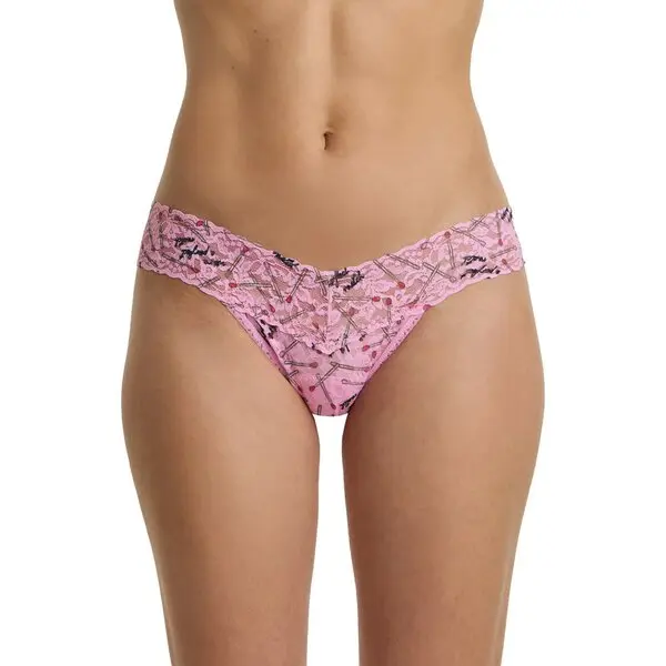 Hanky Panky Print Low Rise Thong - Perfect Match Pink