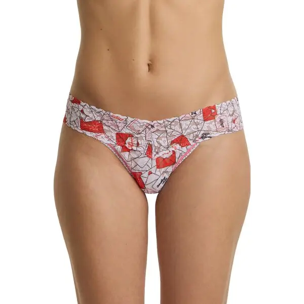 Hanky Panky Print Low Rise Thong - With Love White