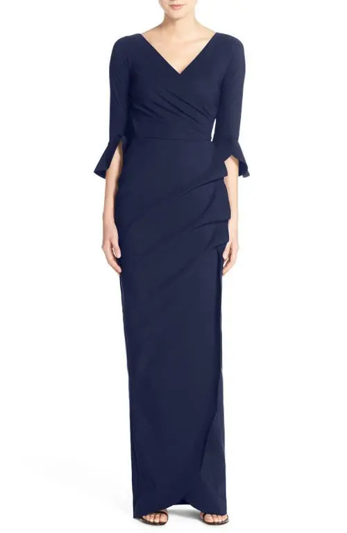 Chiara Boni La Petite Robe Zalfa' Jersey Faux Wrap Gown - Navy
