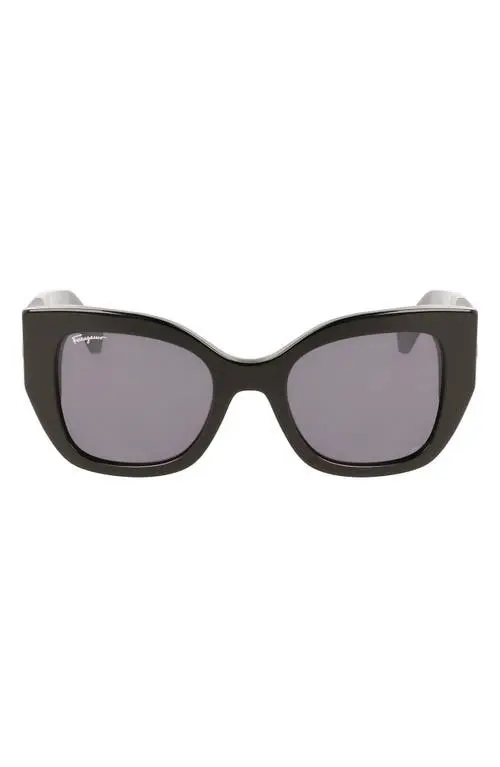 FERRAGAMO Gancini 51mm Modified Rectangular Sunglasses - Black