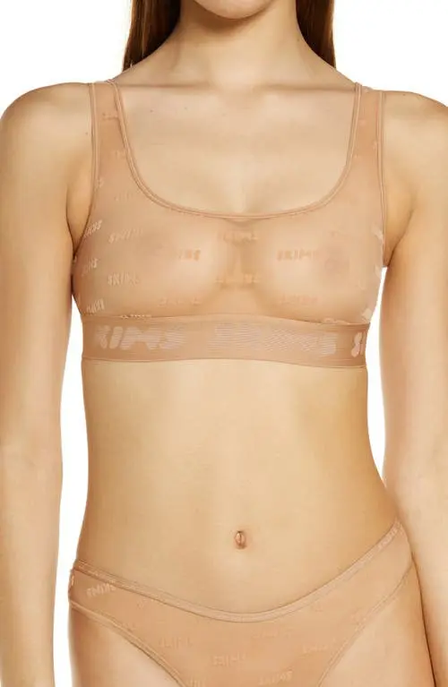 SKIMS Flocked Logo Mesh Bralette