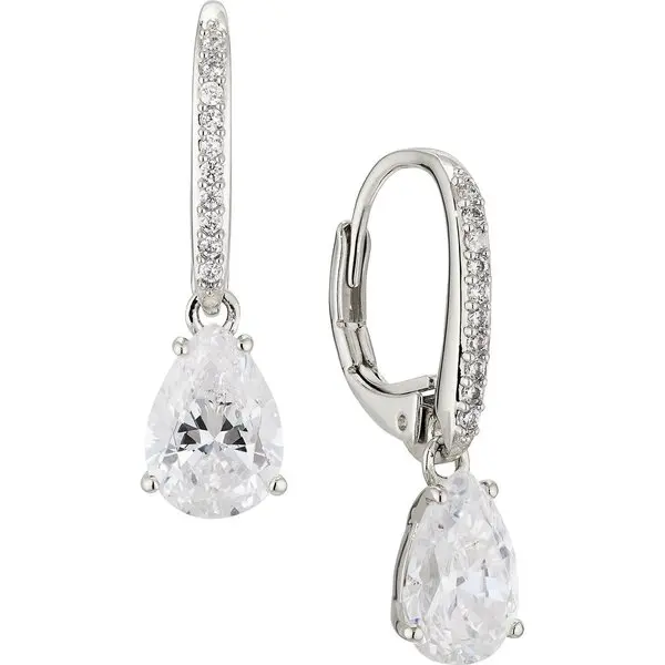Nadri Modern Love Pear Drop Earrings - Rhodium