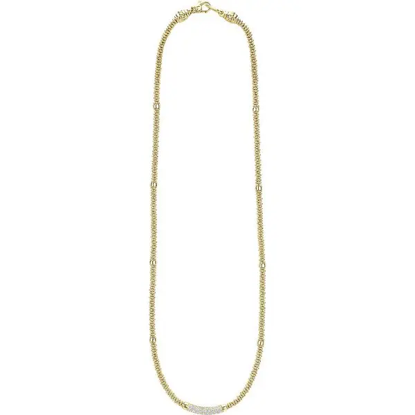 Lagos Caviar Pavé Diamond Rope Necklace - Gold