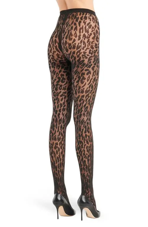Wolford Josey Leopard Pattern Tights - Black/black