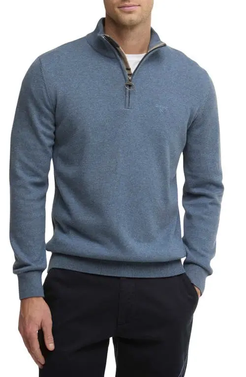 Barbour Cotton Half Zip Sweater - Dusk Blue
