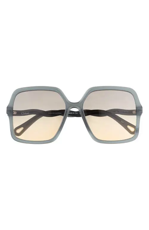 Chloé 58mm Gradient Rectangular Sunglasses - Blue