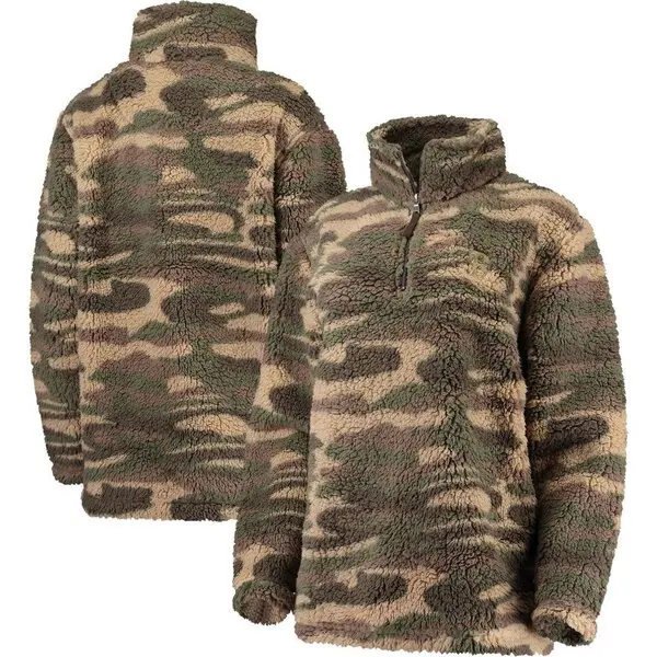 G-III 4HER BY CARL BANKS Boston Red Sox Sherpa Quarter-zip Jacket - Camo
