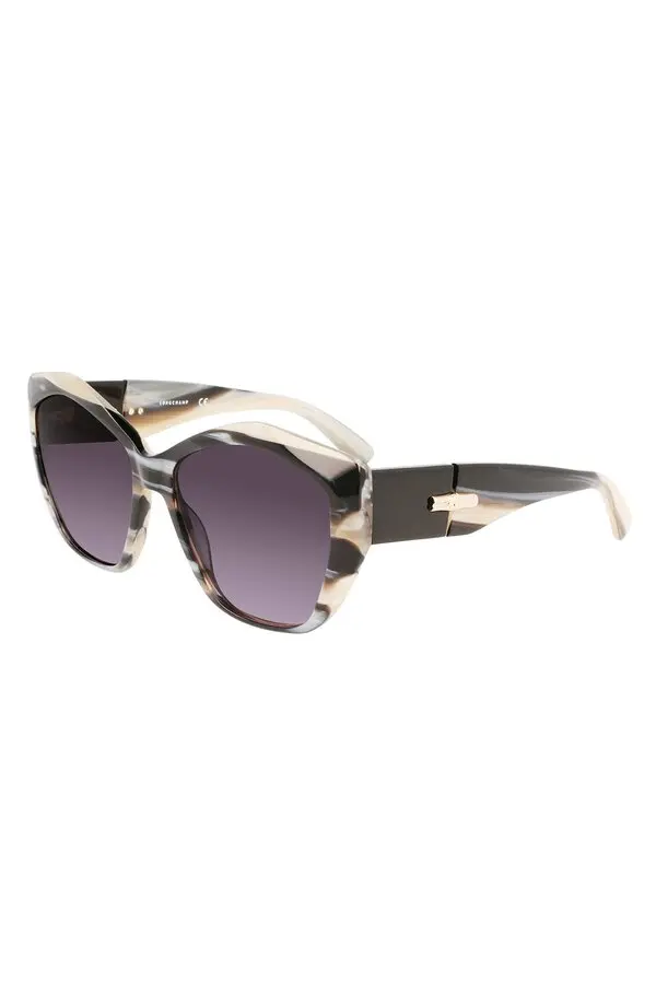 Longchamp 57mm Roseau Tea Cup Sunglasses - Black Horn