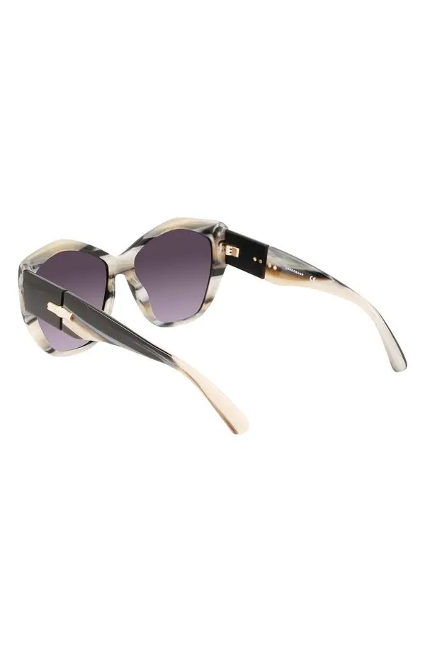 Longchamp 57mm Roseau Tea Cup Sunglasses - Black Horn