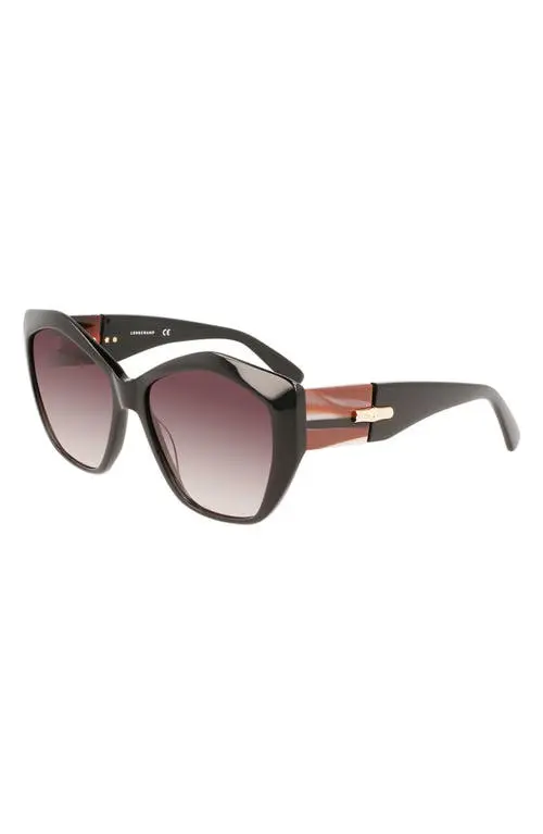 Longchamp Roseau Tea Cup Sunglasses - Black