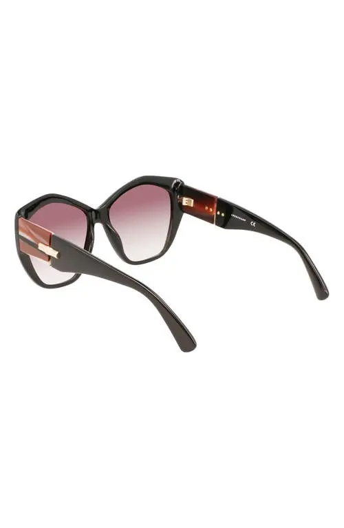 Longchamp Roseau Tea Cup Sunglasses - Black