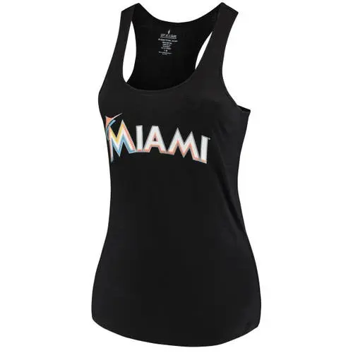 SOFT AS A GRAPE Miami Marlins Swing For The Fences Racerback Tank Top - Black