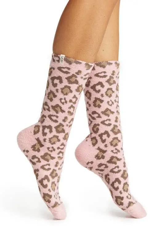 UGG Leslie Crew Socks - Clay Pink Leopard