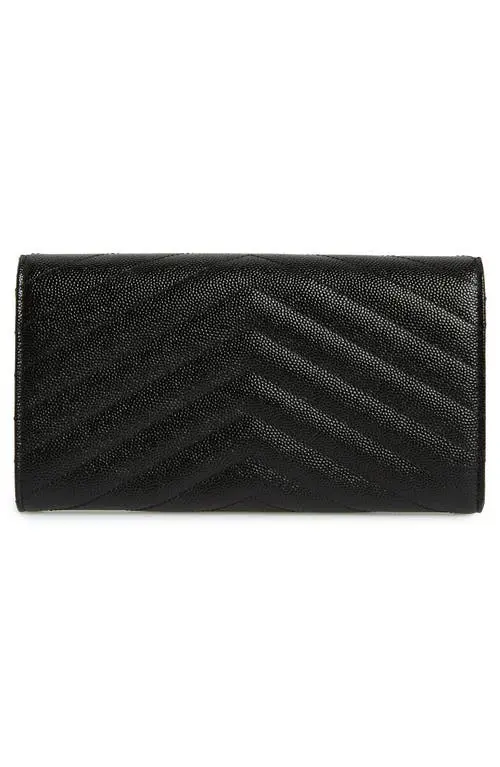 Saint Laurent Monogram Quilted Leather Wallet - Noir