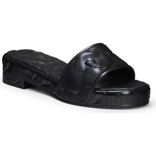 Valentino Garavani Atelier Rose Slide Sandal - Nero