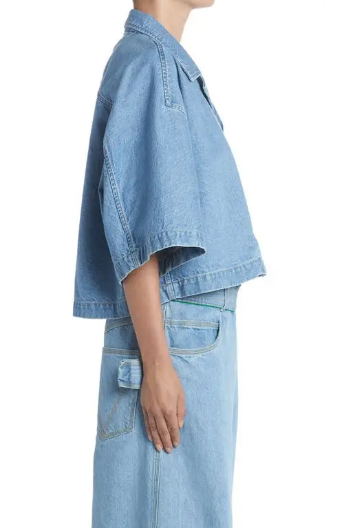Bottega Veneta Crop Bleached Denim Shirt - Light Bleach