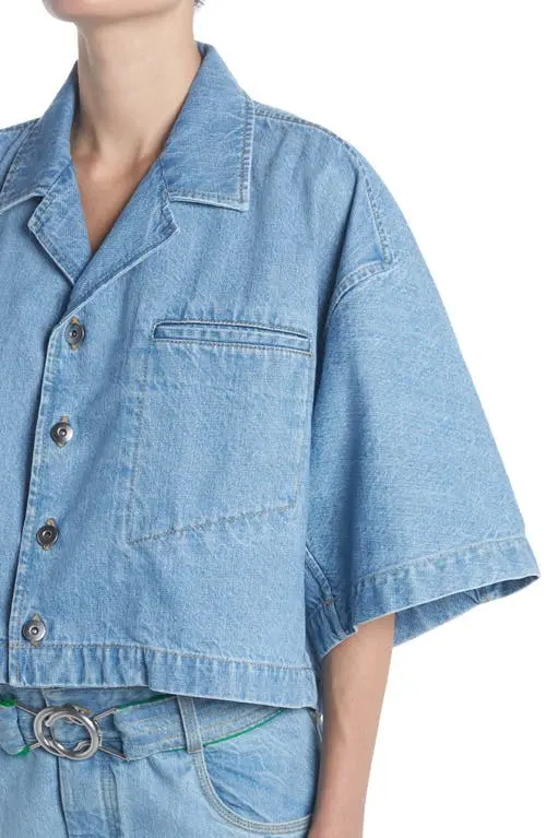 Bottega Veneta Crop Bleached Denim Shirt - Light Bleach
