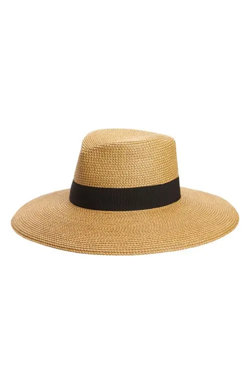 Eric Javits Daphne Wide Brim Fedora - Natural/black