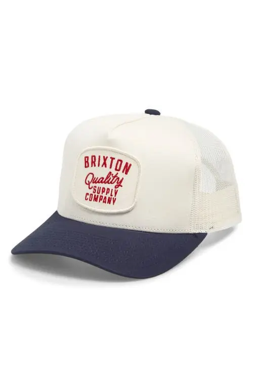 Brixton Oath Iii Snapback Baseball Cap - Off White/midnight Blue