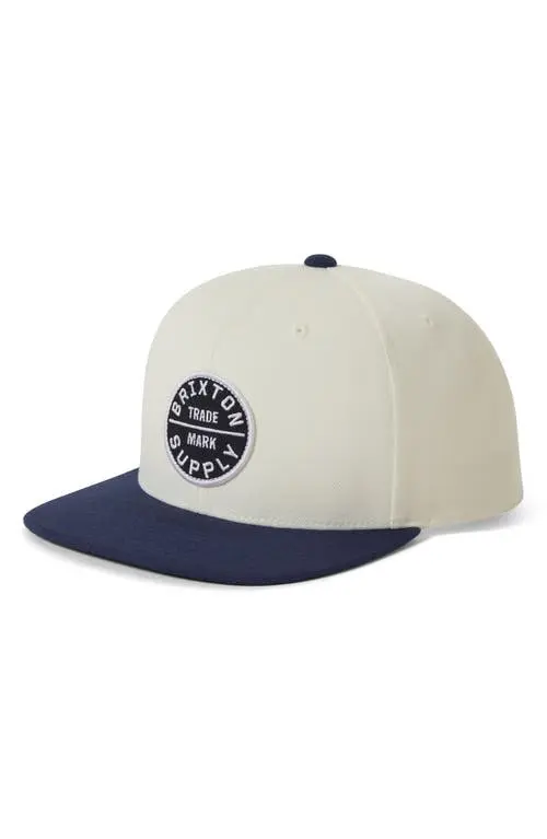 Brixton Oath Iii Snapback Baseball Cap - Off White/midnight Blue