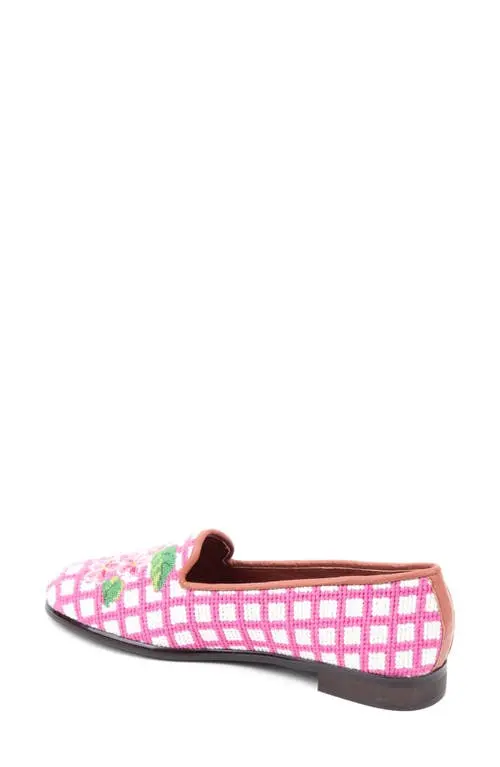 BYPAIGE Needlepoint Checkered Hydrangea Flat - Pink