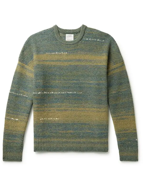 Visvim Amplus Striped Wool-Blend Sweater - Green | Editorialist