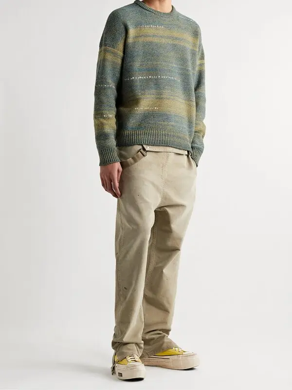 Visvim Amplus Striped Wool-Blend Sweater - Green | Editorialist