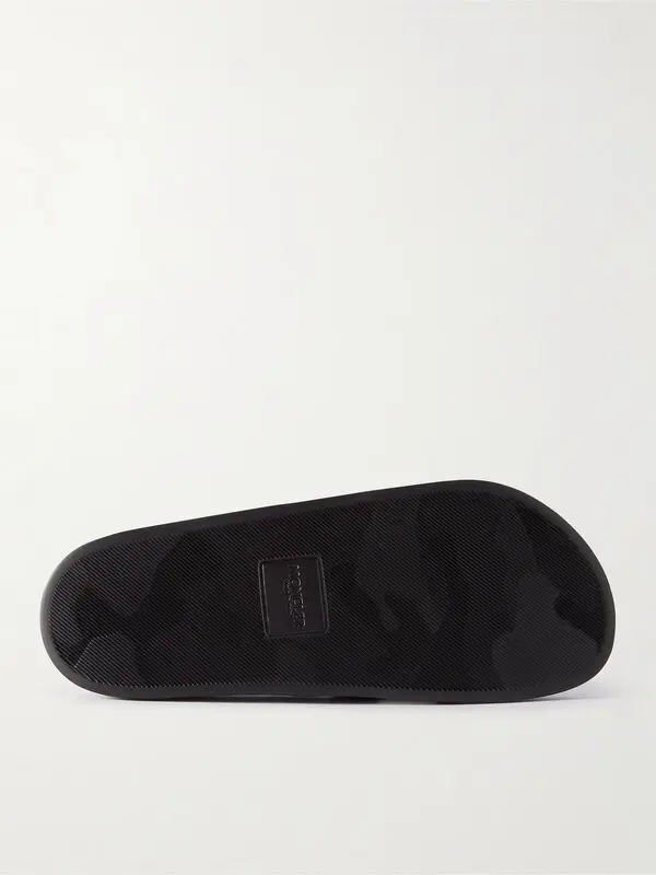 Moncler Basile Logo-embossed Striped Rubber Slides - Black