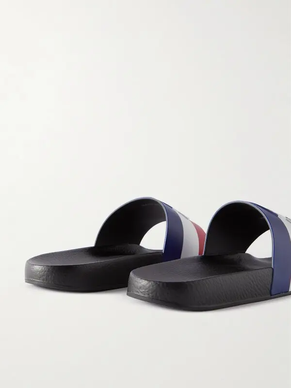 Moncler Basile Logo-embossed Striped Rubber Slides - Black