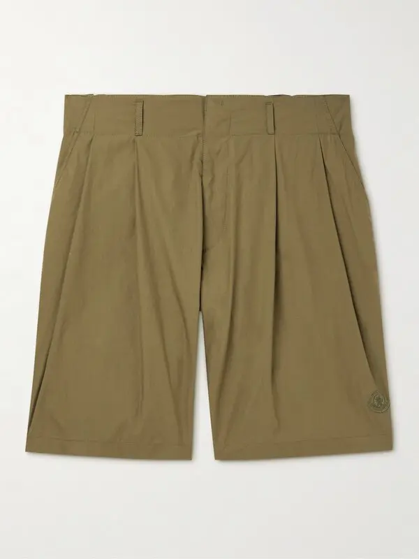 Moncler 1952 Straight-leg Pleated Cotton-poplin Shorts