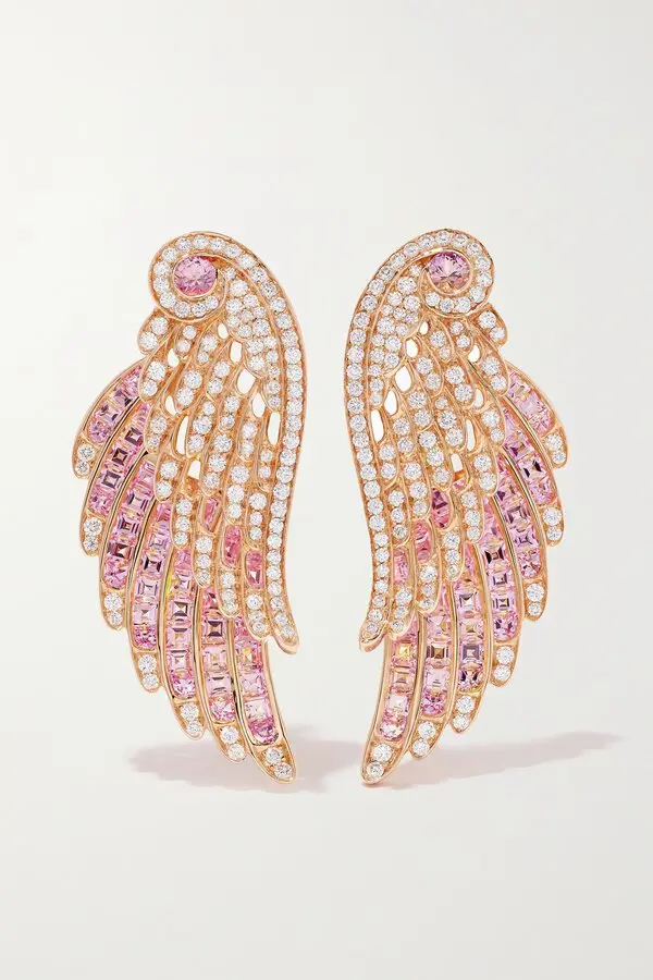GARRARD Wings Embrace 18-karat Sapphire And Diamond Earrings - Rose Gold