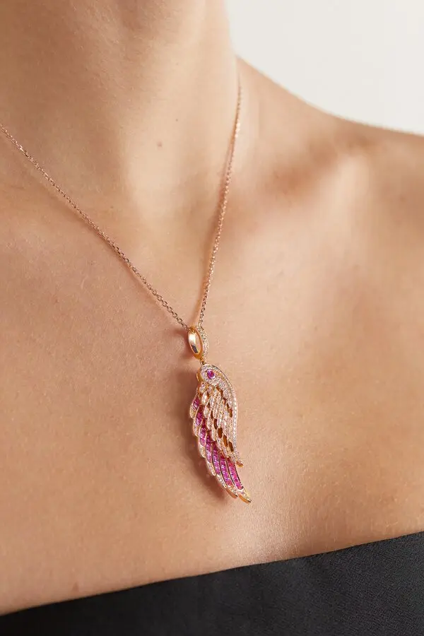 GARRARD Wings Embrace Rose Sapphire And Diamond Necklace